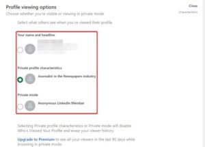 How to activate Private Mode in LinkedIn