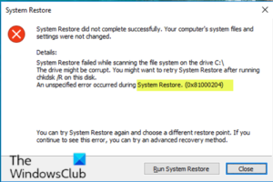System Restore failed to replace the file, Error Code 0x80070780