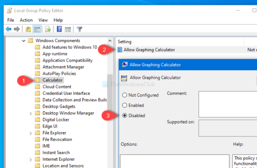How to disable Graphing in Calculator on Windows 11/10