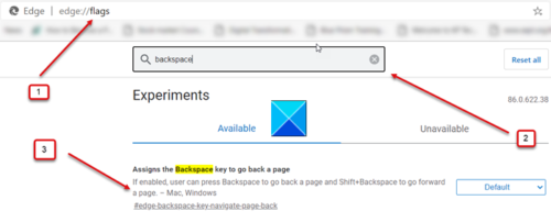 How to enable Backspace in Edge and Chrome browser