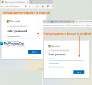 Enable or disable Reveal Password button in Microsoft Edge
