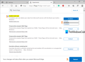 How to enable or disable Reset Sync in Microsoft Edge browser?