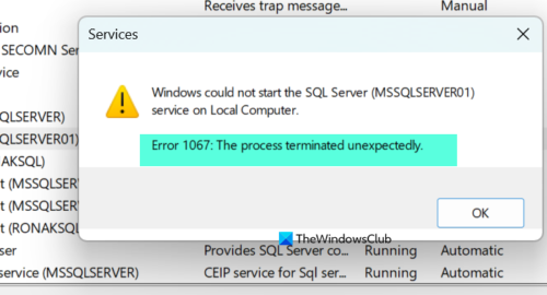Error 1067, The process terminated unexpectedly on Windows 11/10