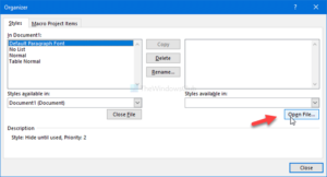 Copy Formatting and Styles between Word documents