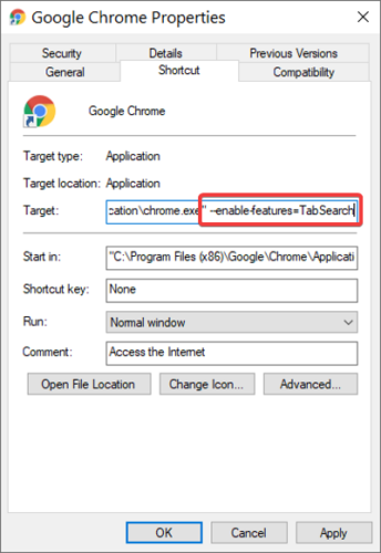 How to enable or disable the Tab Search icon in Google Chrome