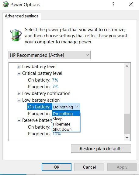 Low battery notification not working on Windows laptop