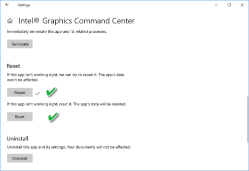 This app can't open error for Intel Graphics Command Center
