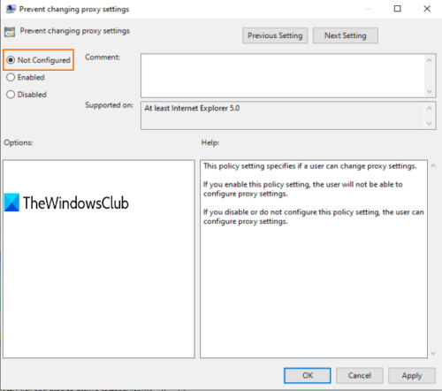 Disable Proxy or Prevent changing Proxy settings in Windows 11