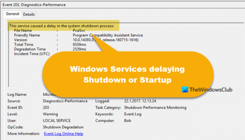 How to identify Windows Services delaying Shutdown or Startup