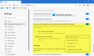 How to change DNS provider in Edge browser