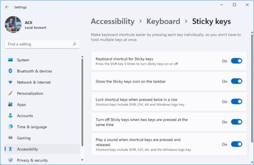 Enable or disable Secondary Shift Characters Lock in Windows 11