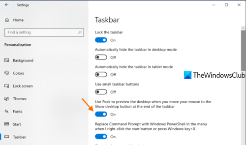 Show desktop button not working or missing in Taskbar in Windows