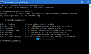 Use Vssadmin command-line to manage VSS in Windows 11/10