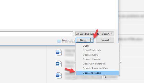 File cannot be opened because there are problems with contents