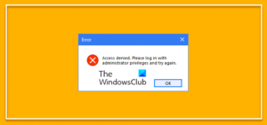 Access denied, Please log in with administrator privileges and try again