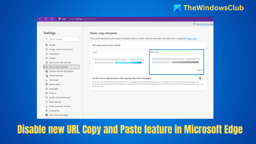 How to disable new URL Copy and Paste feature in Edge