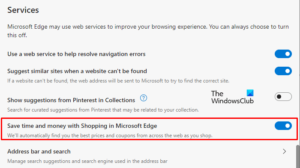 Enable or Disable Online Shopping feature in Microsoft Edge