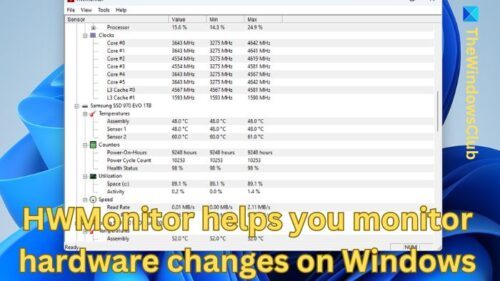 HWMonitor helps you monitor hardware changes on Windows 11