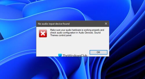 No audio input device found on Windows 11/10
