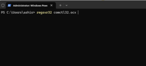 Comctl32.ocx file is missing, not correctly registered or invalid error