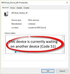 Code 51, This device is currently waiting on another device