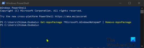 Uninstall Notepad using PowerShell, Command Prompt or Settings