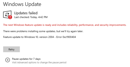 Fix Windows Upgrade error 0xc1900204