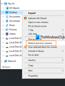 How to restore Previous Versions of Files and Folders in Windows 11/10