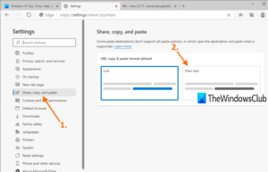 How to disable new URL Copy and Paste feature in Edge
