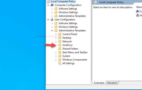 How to add OneDrive sync settings in Local Group Policy Editor