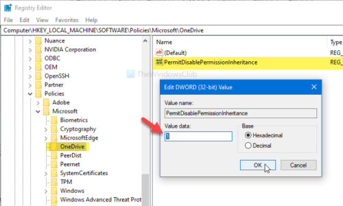 Allow OneDrive to disable permission inheritance in Read-only folders