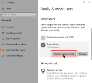 Change Standard user to Administrator account & vice versa in Windows 11