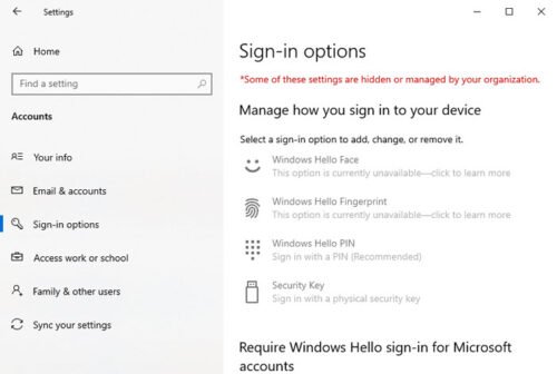 How to disable Sign-in options in Windows Settings in Windows 11/10