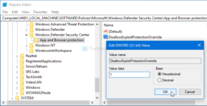 Prevent users from modifying Exploit Protection in Windows Security