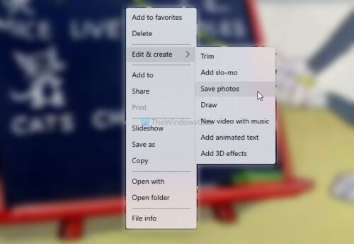 How to capture Still Image from Video using Windows Photos app