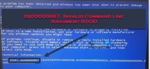 Fix 0x00000667, Invalid Command line Argument BSOD error