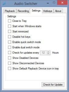 Change default Audio Devices using Hotkey with Audio Switcher