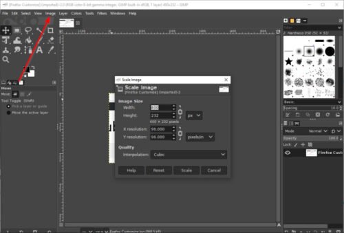 How to crop, rotate, and change Image size in GIMP