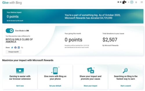 How to use Microsoft Rewards and Give with Bing