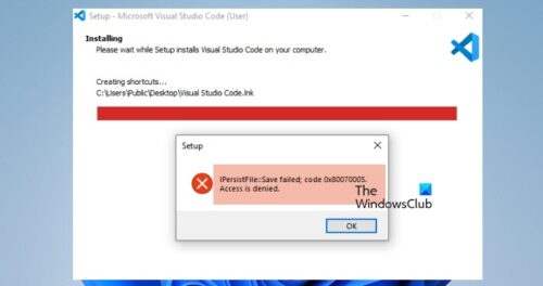 IPersistFile Save failed, Code 0x80070005, Access is denied