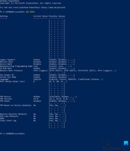 List computer BIOS settings using the GetBIOS PowerShell module