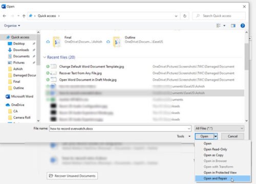 How to repair a corrupted Word file