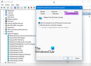 Power Management tab missing in Device Manager on Windows 11