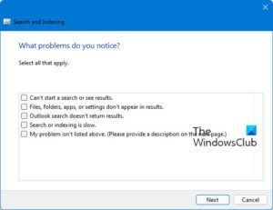 Search and Indexing Troubleshooter Fix broken Search in Windows 11