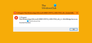 Win32Bridge.server.exe Incorrect function error on Windows 11/10