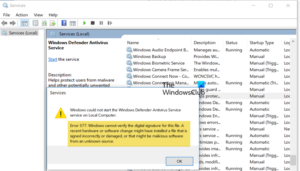 Windows Defender Error 577, Cannot verify the digital signature