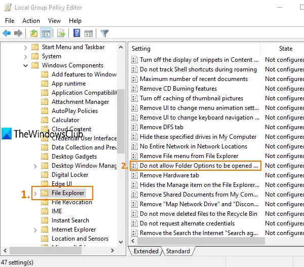 Enable or disable access to File Explorer Options in Windows 11 Enable or disable access to File Explorer Options in Windows 11