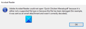 Adobe Acrobat Reader could not open PDF files in Windows 11/10