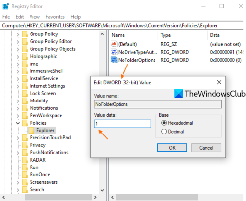 Enable or disable access to File Explorer Options in Windows 11
