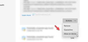 Manually allow a blocked file or app in Windows Security